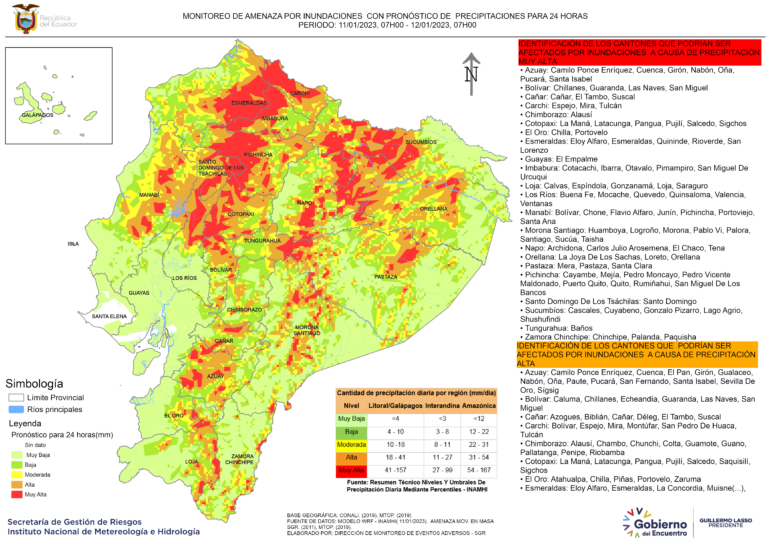 Mapa de monitoreo de amenaza de inundaciones bajo pronóstico de ...