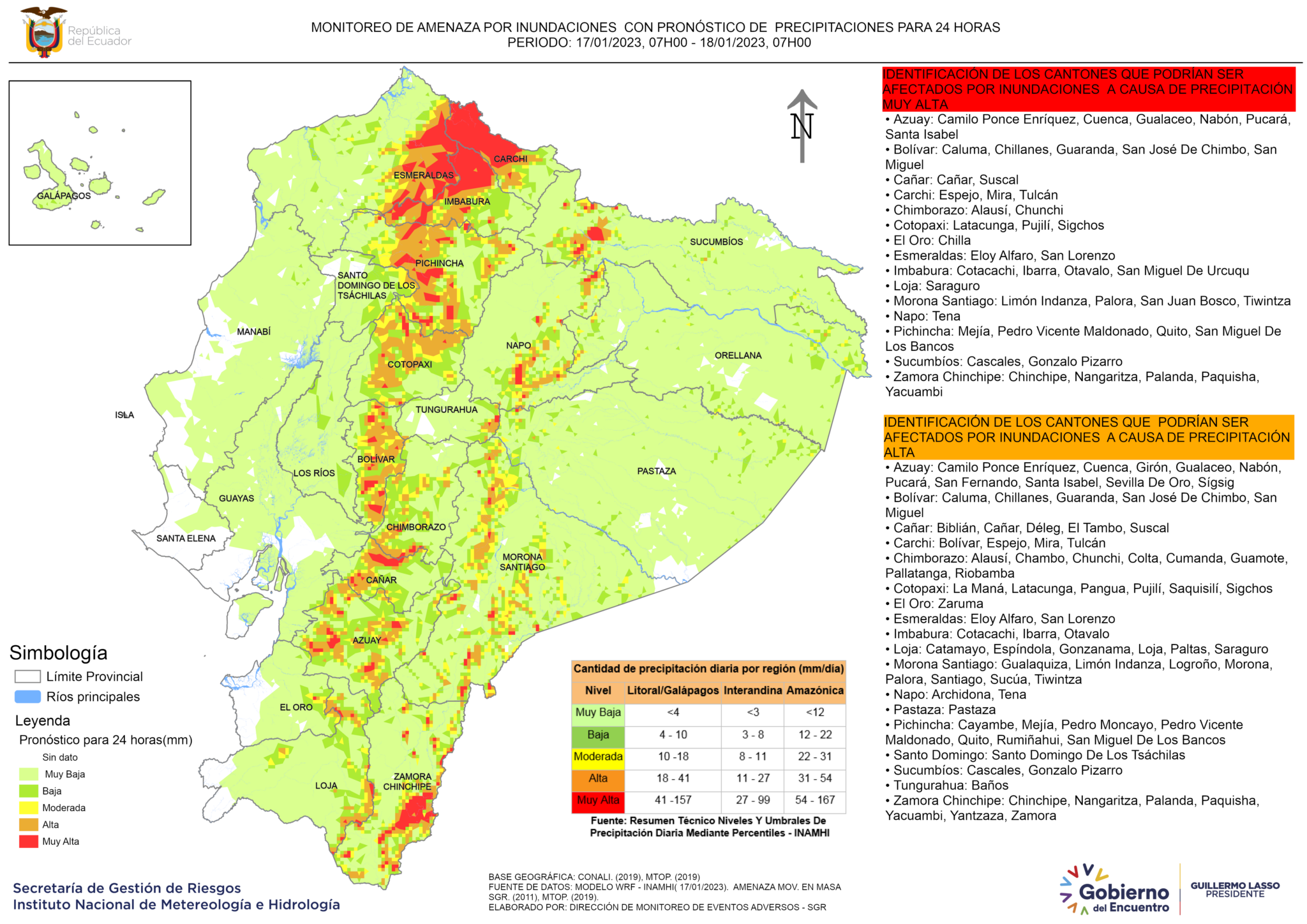 Mapa de monitoreo de amenaza de inundaciones bajo pronóstico de ...