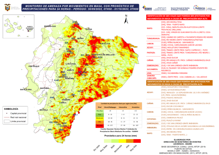 Mapa de monitoreo de movimientos de masa – Servicio Nacional de Gestión de Riesgos y Emergencias