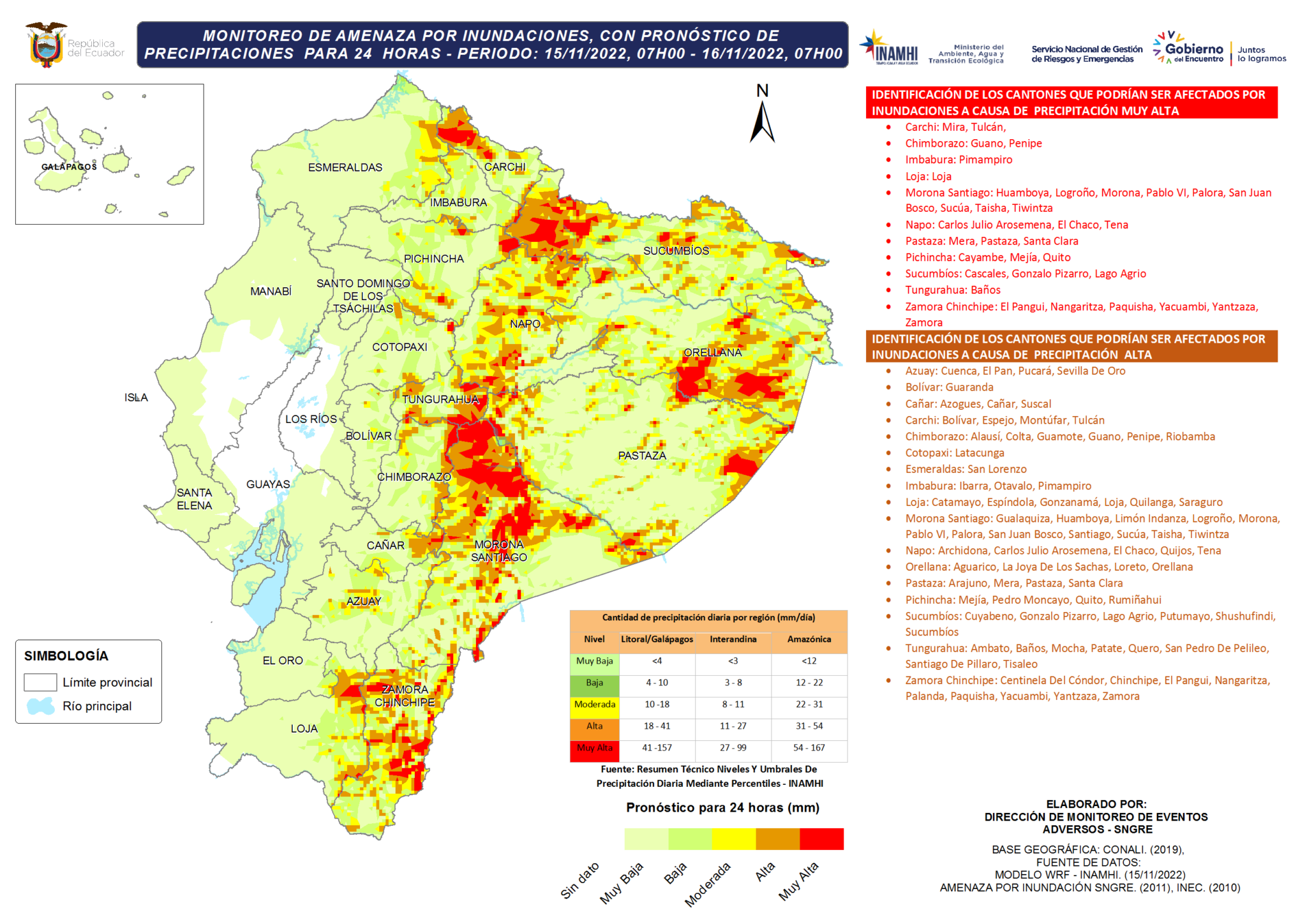 Mapa de monitoreo de amenaza de inundaciones bajo pronóstico de ...