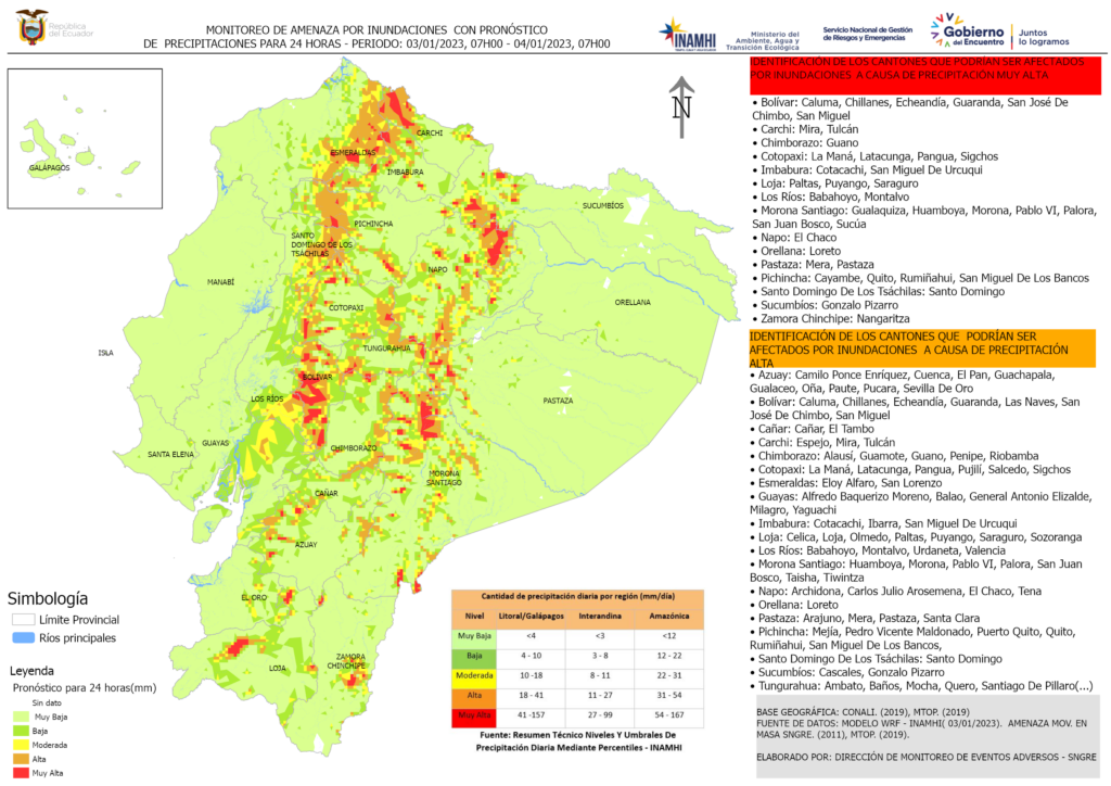 Mapa de monitoreo de amenaza de inundaciones bajo pronóstico de ...