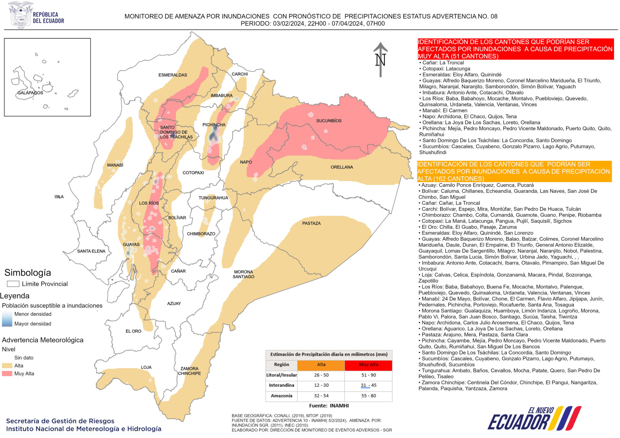 Mapa de monitoreo de amenaza de inundaciones bajo pronóstico de ...