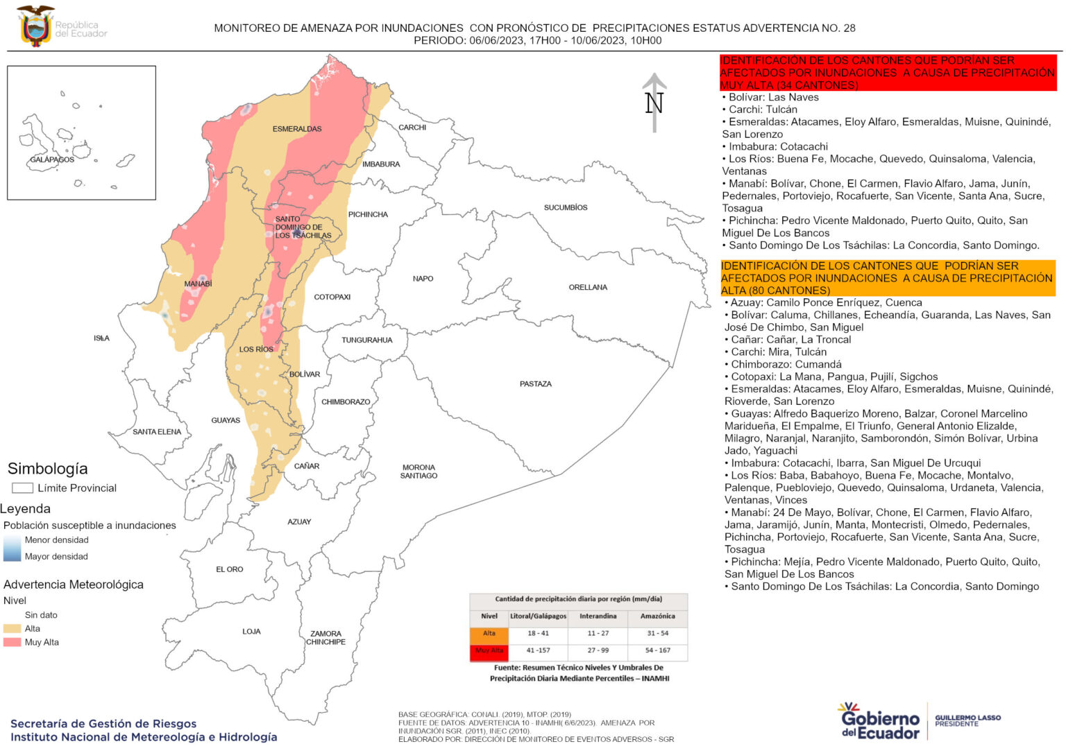 Mapa de monitoreo de amenaza de inundaciones bajo pronóstico de ...