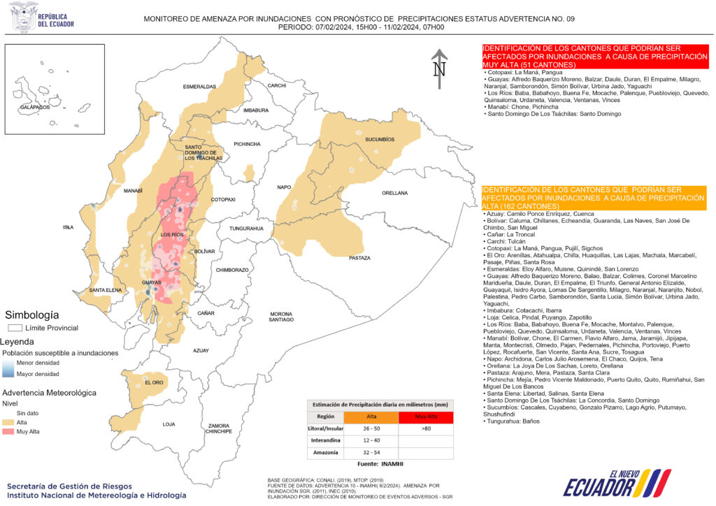 Mapa de monitoreo de amenaza de inundaciones bajo pronóstico de ...