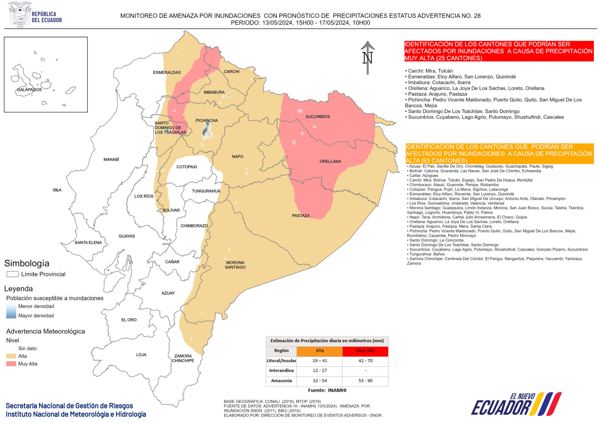 Mapa de monitoreo de amenaza de inundaciones bajo pronóstico de ...