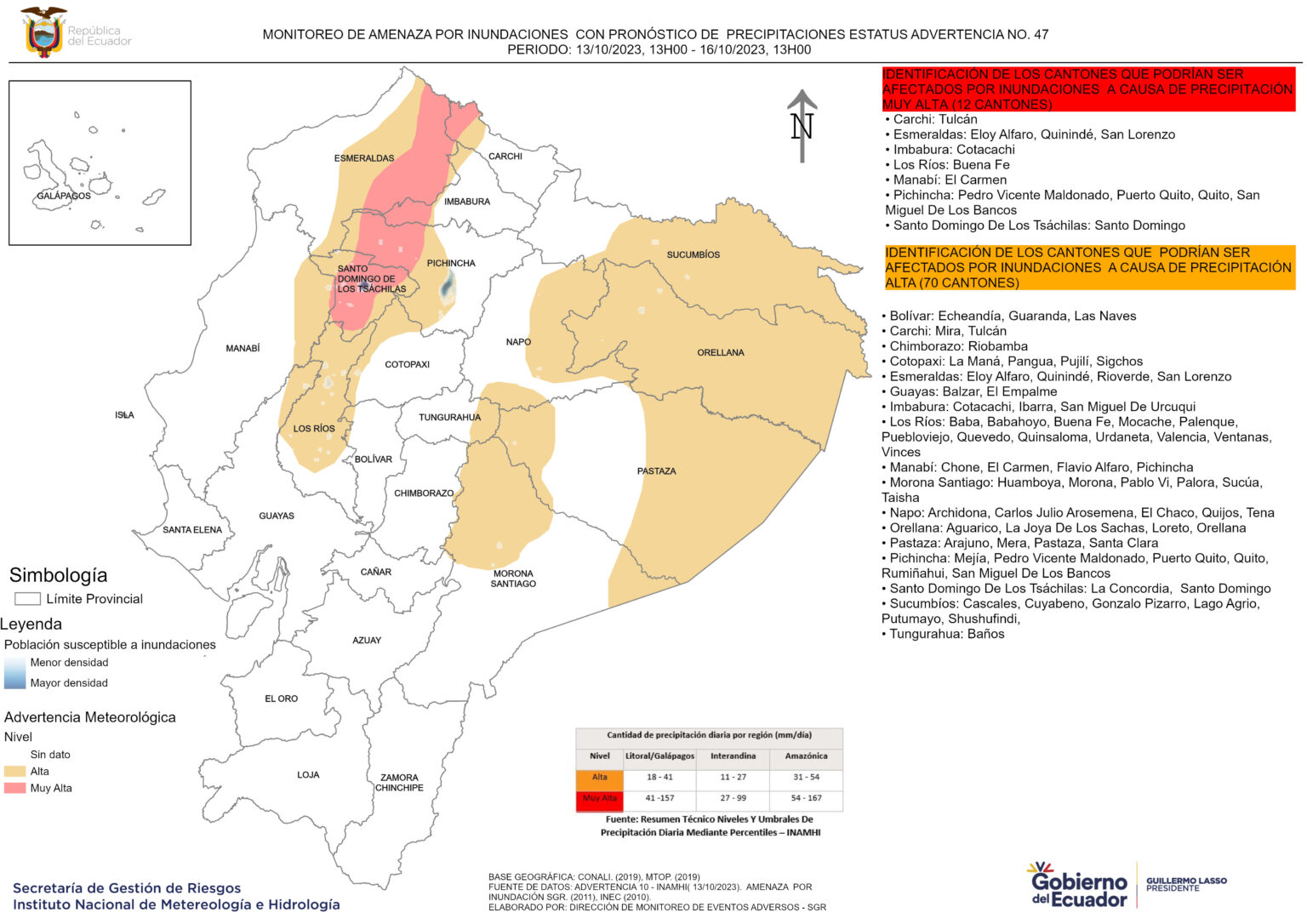 Mapa de monitoreo de amenaza de inundaciones bajo pronóstico de ...