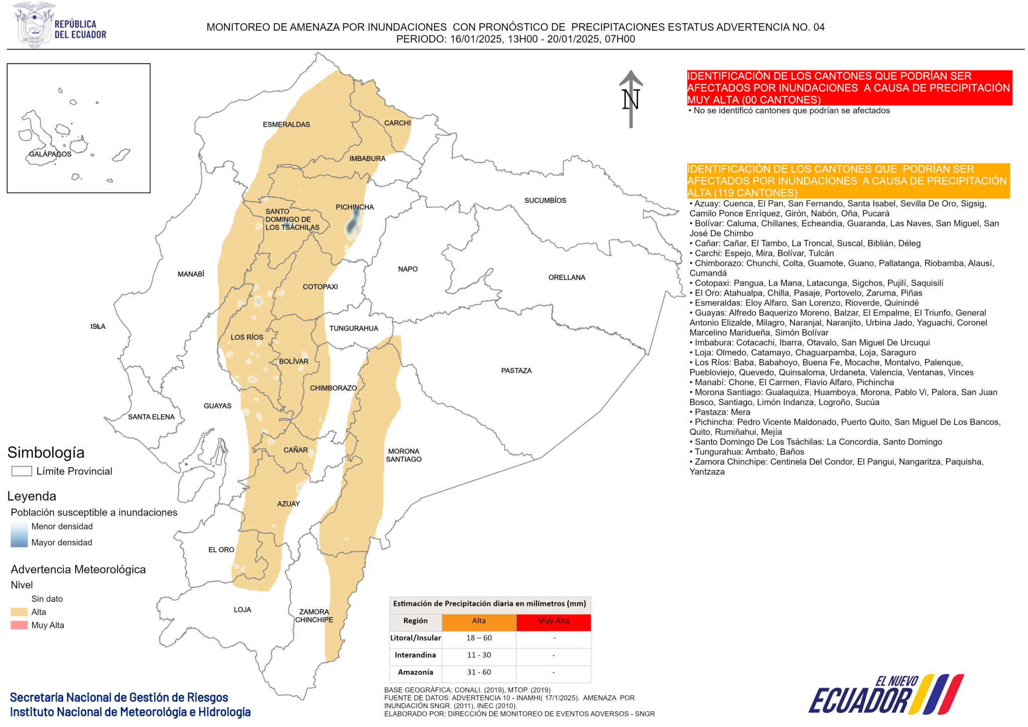 Mapa de monitoreo de amenaza de inundaciones bajo pronóstico de ...
