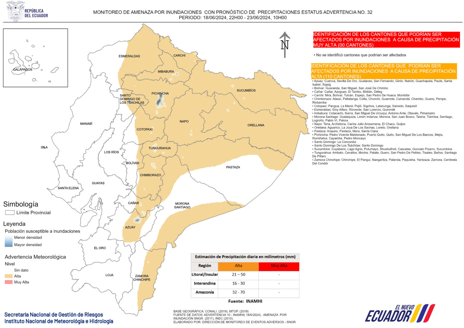 Mapa de monitoreo de amenaza de inundaciones bajo pronóstico de ...