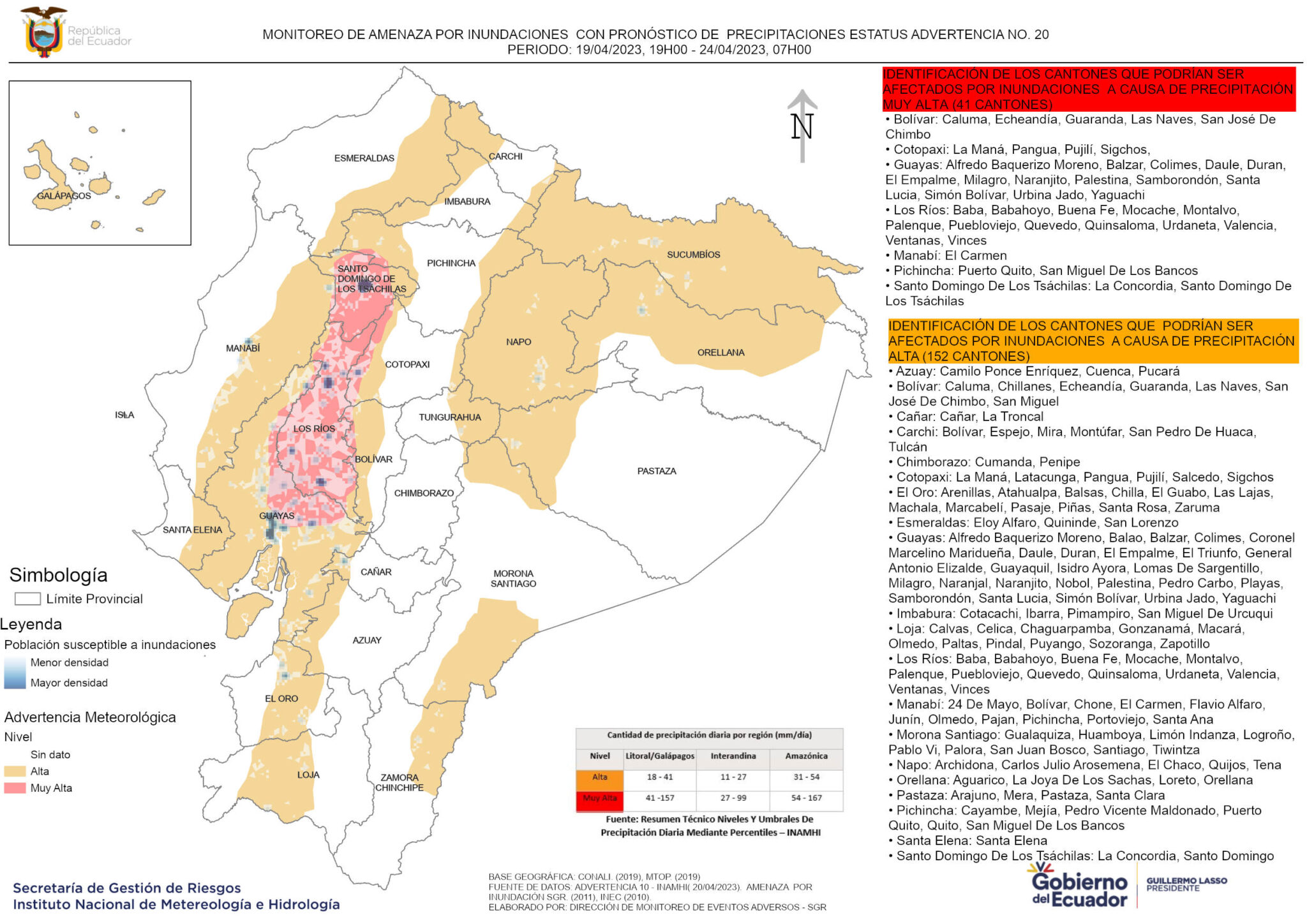 Mapa de monitoreo de amenaza de inundaciones bajo pronóstico de ...