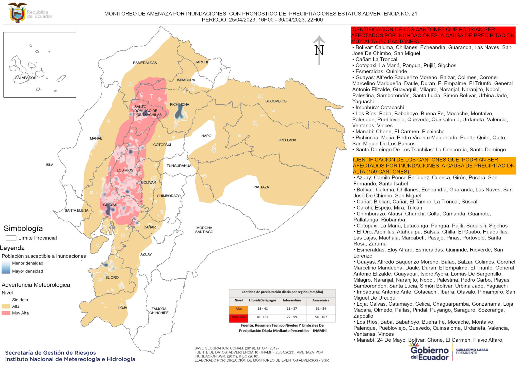 Mapa de monitoreo de amenaza de inundaciones bajo pronóstico de ...
