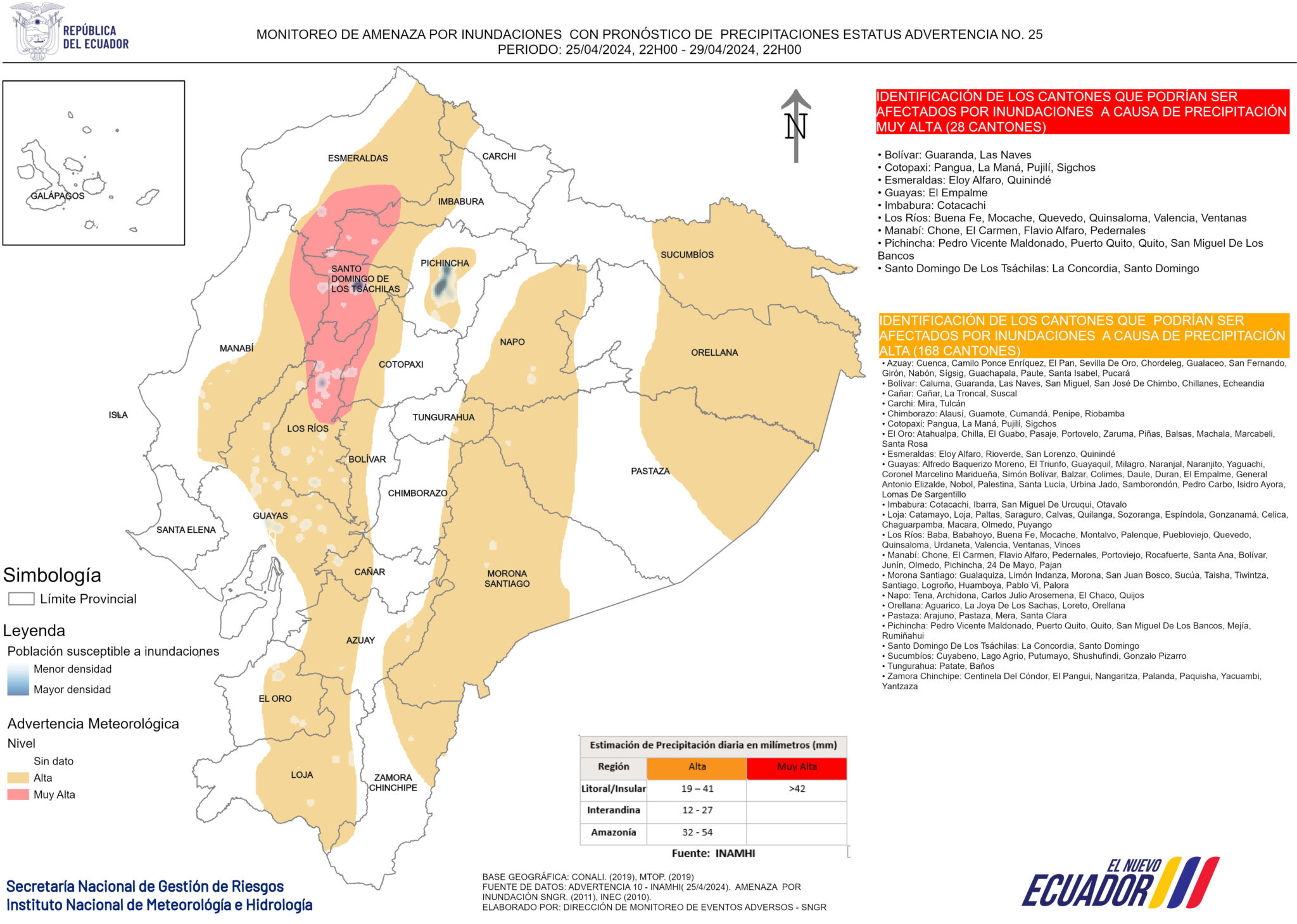 Mapa de monitoreo de amenaza de inundaciones bajo pronóstico de ...