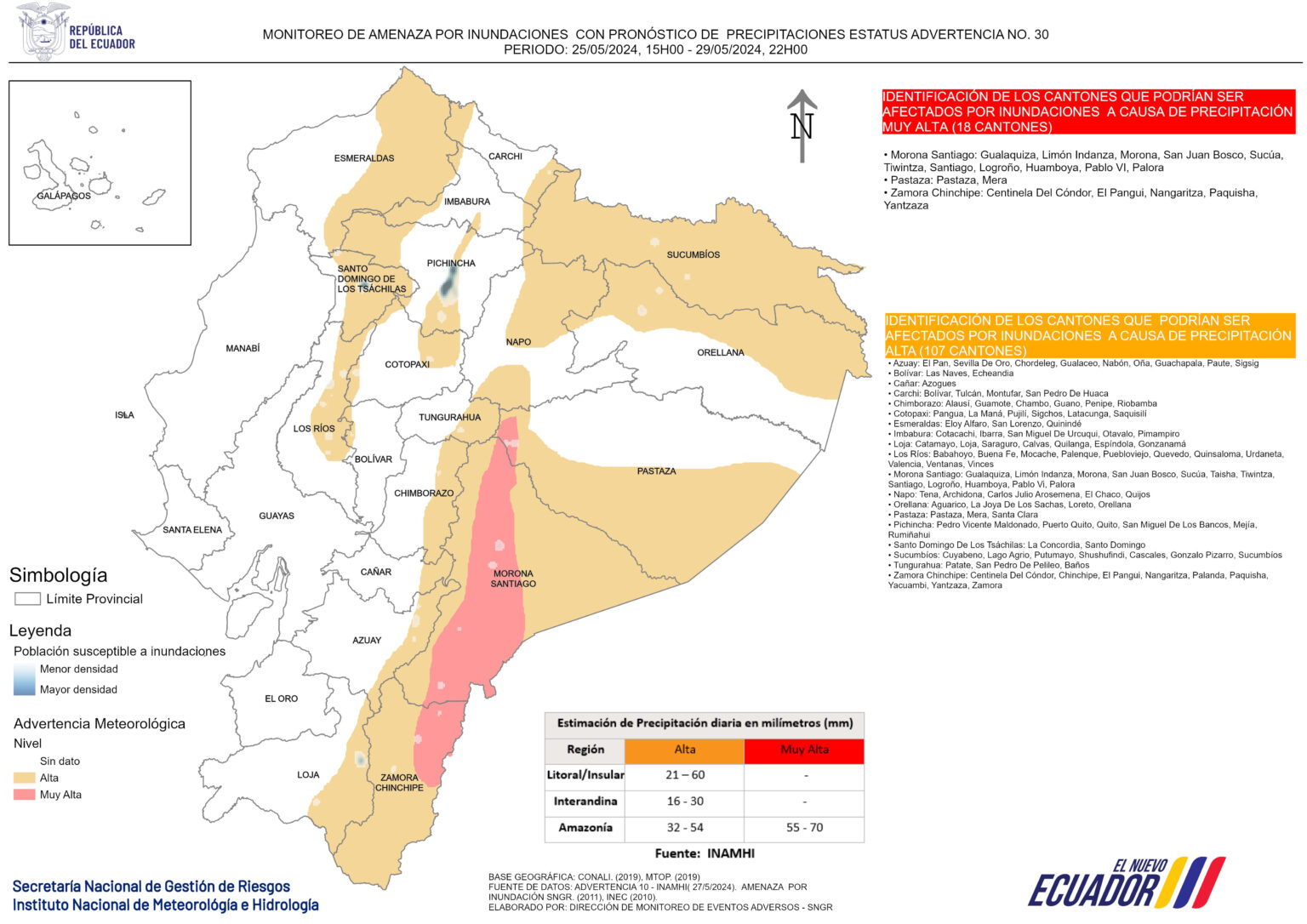 Mapa de monitoreo de amenaza de inundaciones bajo pronóstico de ...